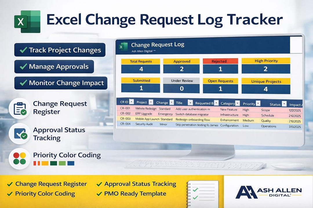 Change Request Log Excel Template | Change Control Tracker, Approval ...