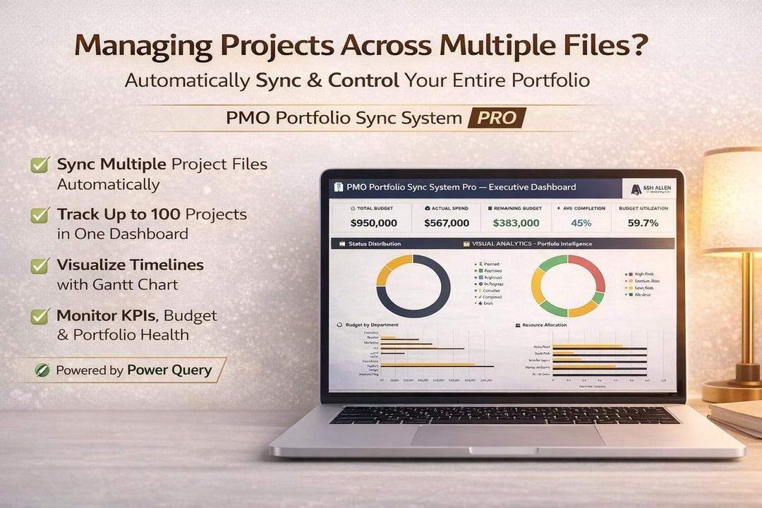 PMO Dashboard Excel | Portfolio Sync System | Project Tracker | Gantt ...