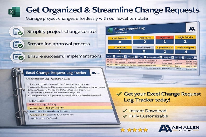 Change Request Log Excel Template | Change Control Tracker, Approval ...