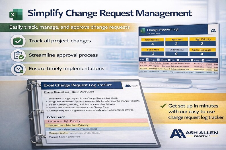 Change Request Log Excel Template | Change Control Tracker, Approval ...