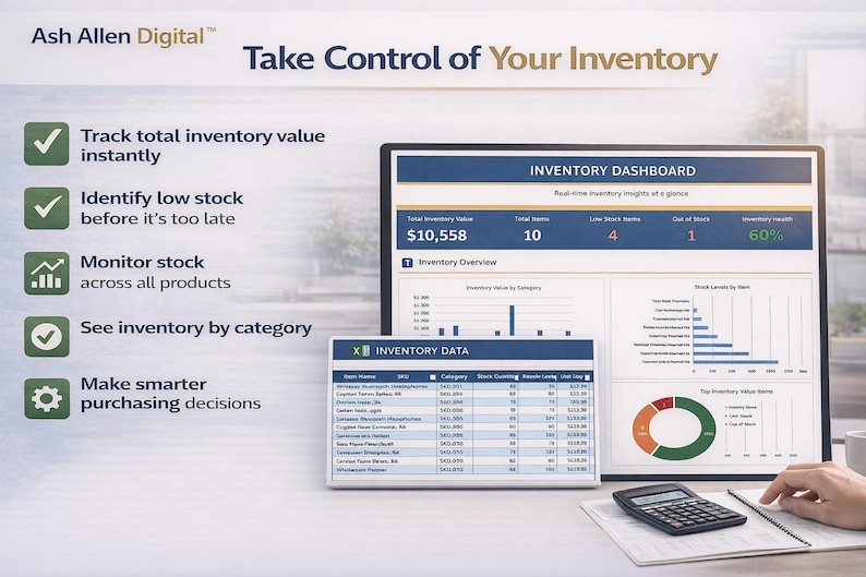 Inventory Management System Excel | Stock Tracker & Inventory Dashboard ...
