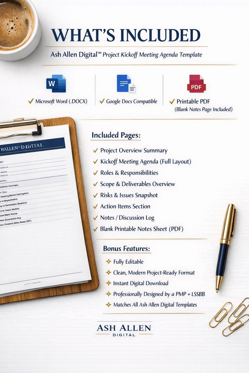 Project Kick-off Meeting Agenda Template (lite) – Professional ...