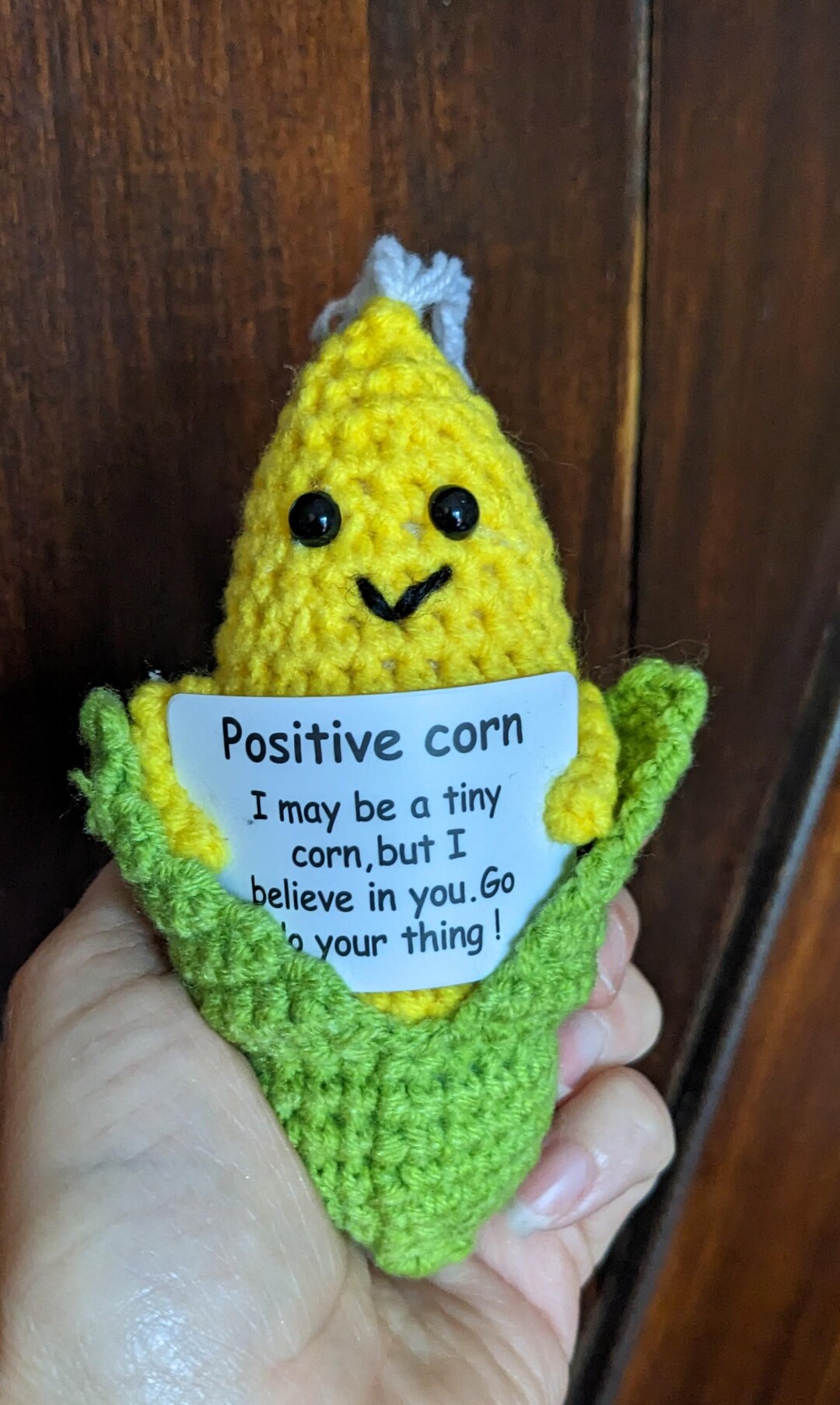 Cute Crochet Corn Cob ,handmade Crochet Food Plush With Positive Note ...