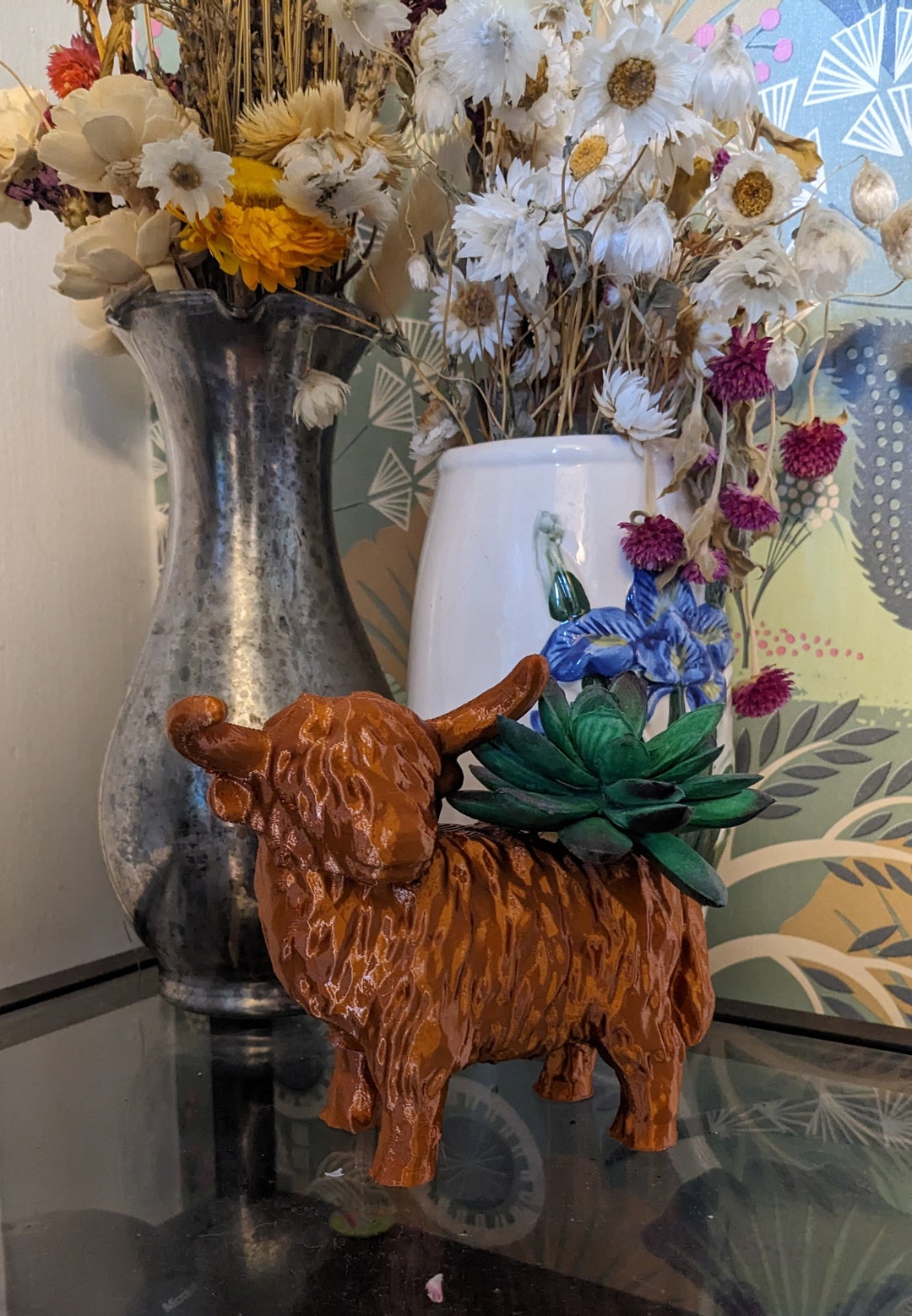 Small Highland Cow Planter for Air Plants or Succulents, Indoor Planter ...