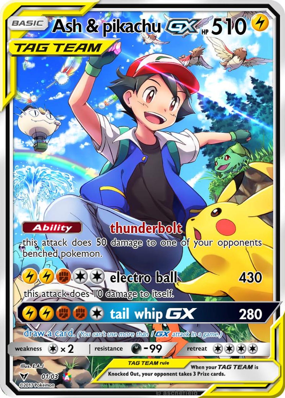 Ash and Pikachu GX Tag Team - Etsy