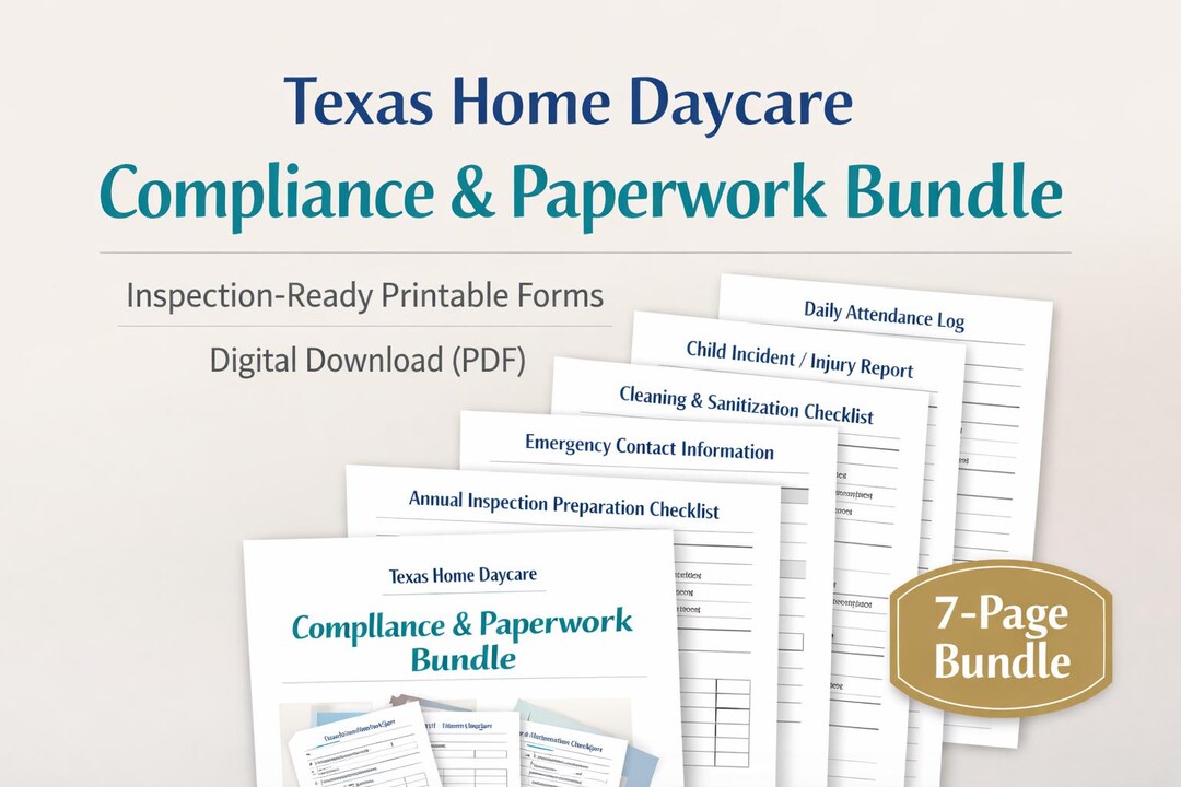 Texas Home Daycare Compliance Checklist & Paperwork Bundle | Inspection ...