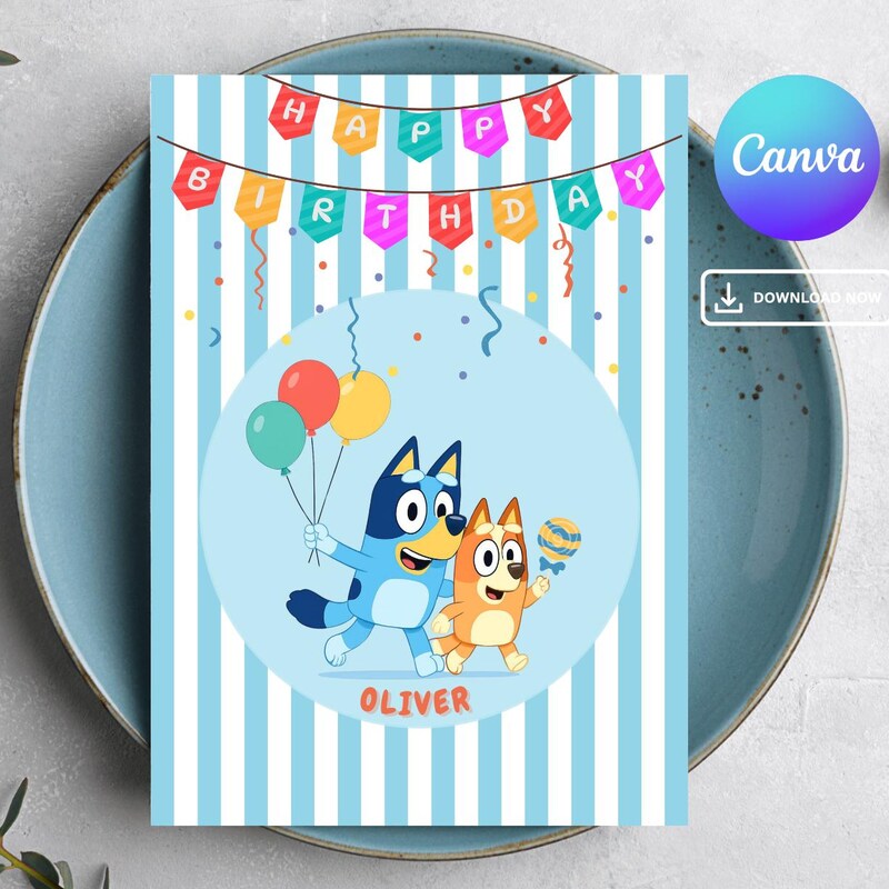 Bluey 5 Birthday Card - Etsy