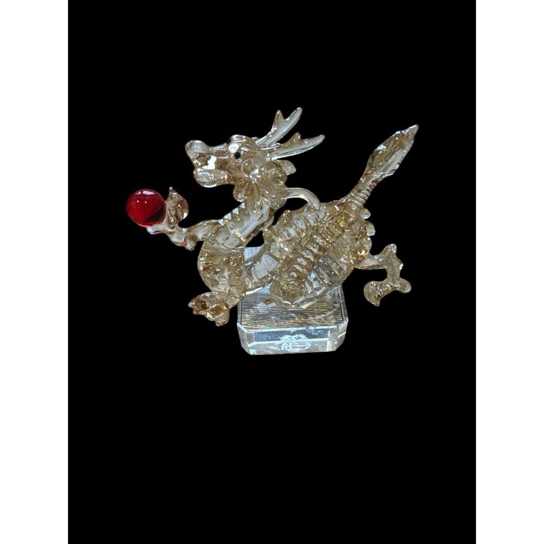 Crystal Dragon Loong Realistic Art Figurine Collection Statue. Good ...