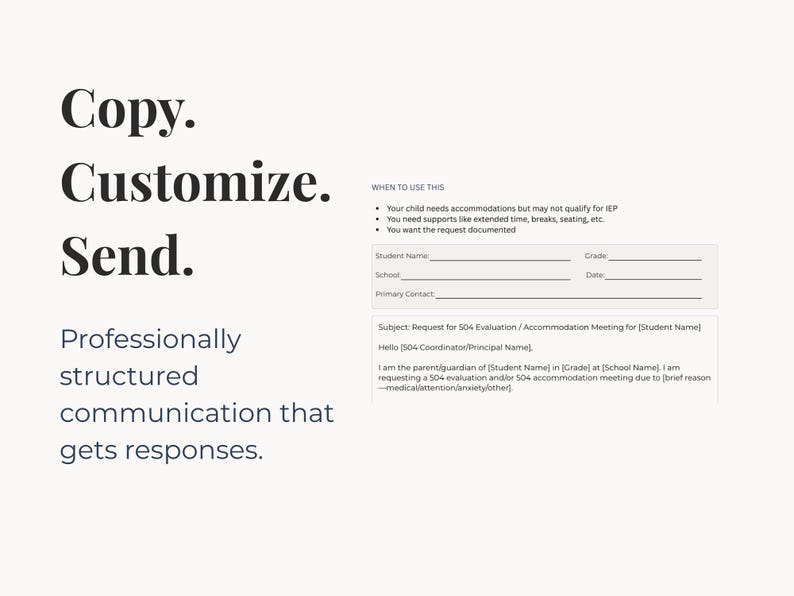 IEP & 504 Email Templates for Parent Advocacy (printable + Editable) - Etsy
