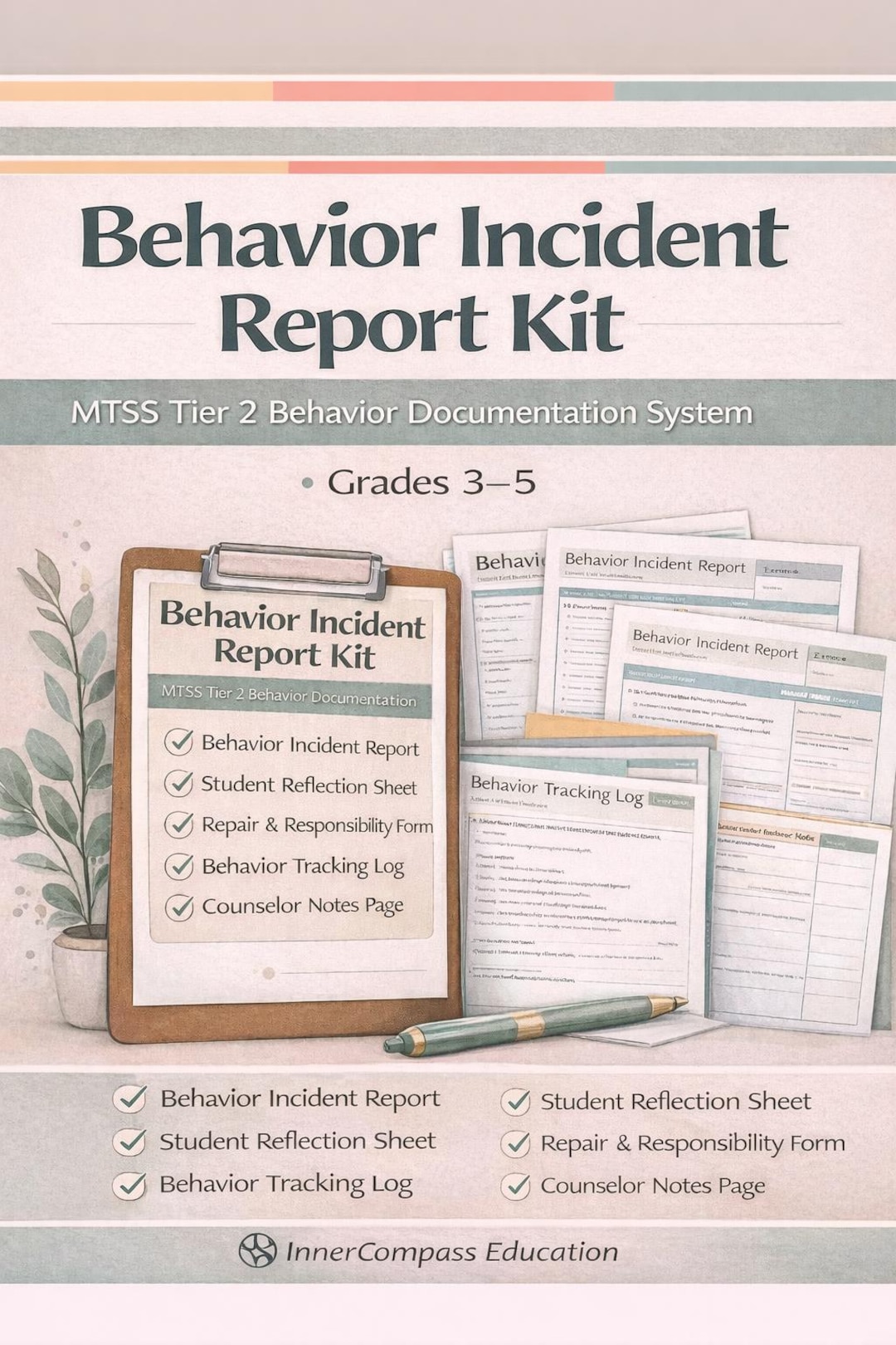 Behavior Incident Report Kit for School Counselors | Student Reflection ...