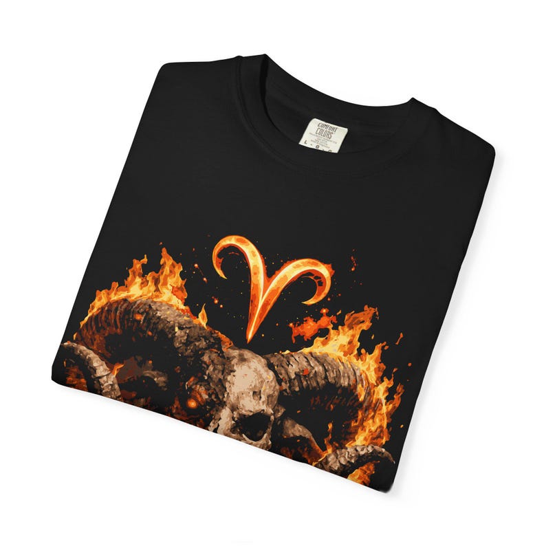 Flaming Ram Skull Aries T-shirt | Fire Zodiac Graphic Tee - Etsy