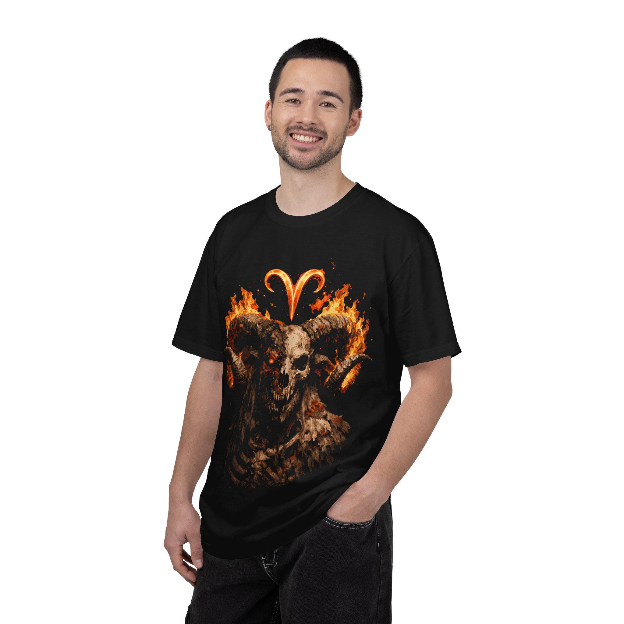 Flaming Ram Skull Aries T-shirt | Fire Zodiac Graphic Tee - Etsy