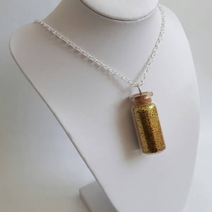 Jar of Gold Glitter Necklace - Mini Jar Necklace, Mini Jar Pendant ...