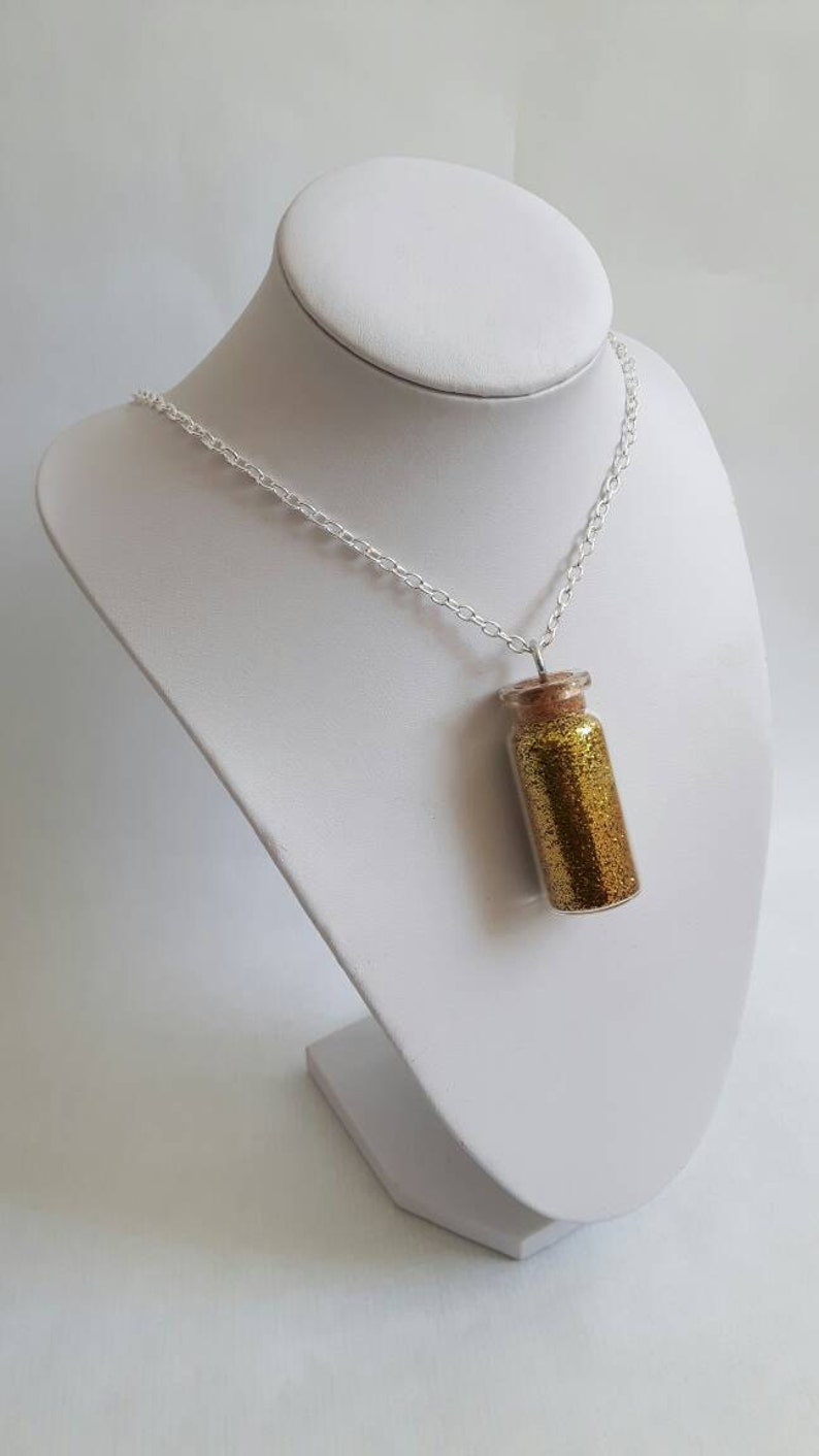 Jar of Gold Glitter Necklace - Mini Jar Necklace, Mini Jar Pendant ...