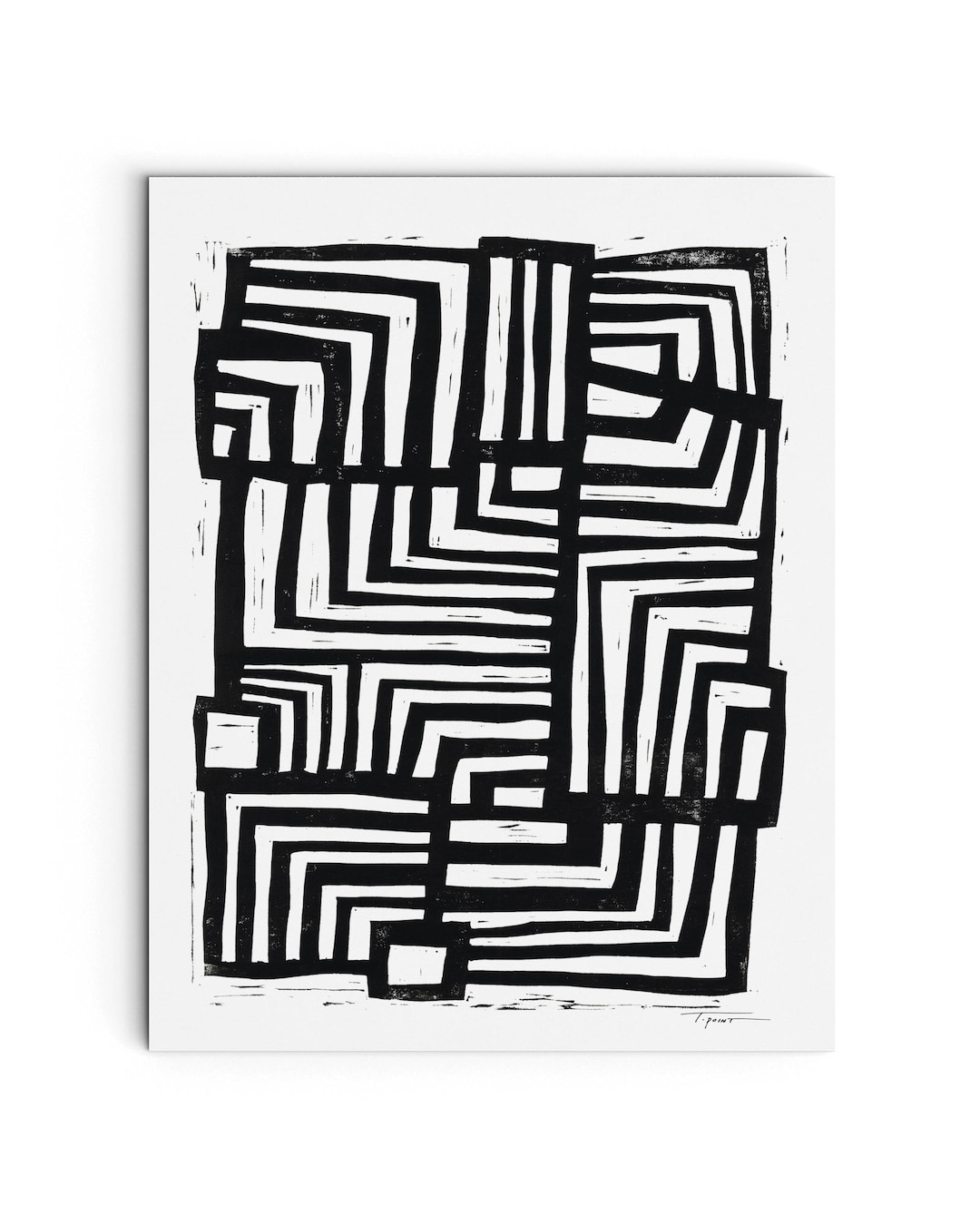 Moving Lines, Linocut Block Print, Art Print, Modern Art, Minimalist ...