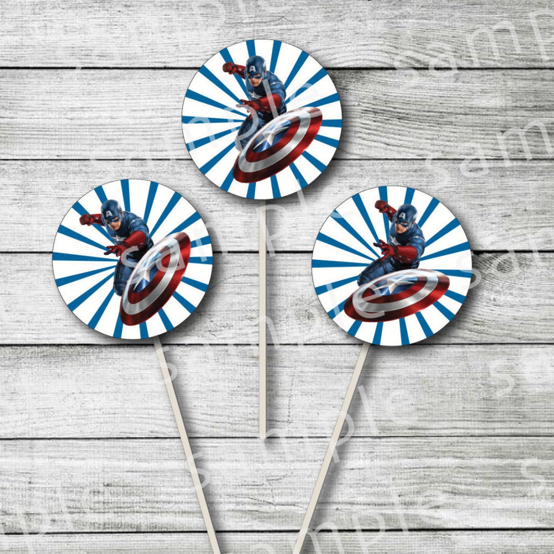 Captain America Cupcake Toppers - Printable Captain America Cupcake ...