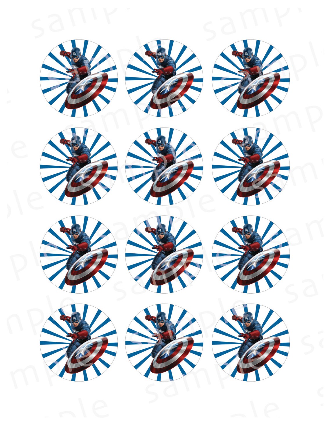 Captain America Cupcake Toppers - Printable Captain America Cupcake ...