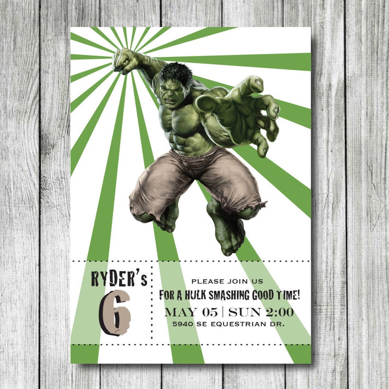 Hulk Invitations - Etsy