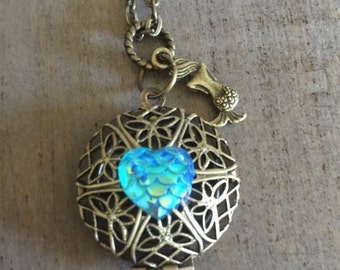 Mermaid Locket Necklace Silver Mermaid necklace mermaid | Etsy