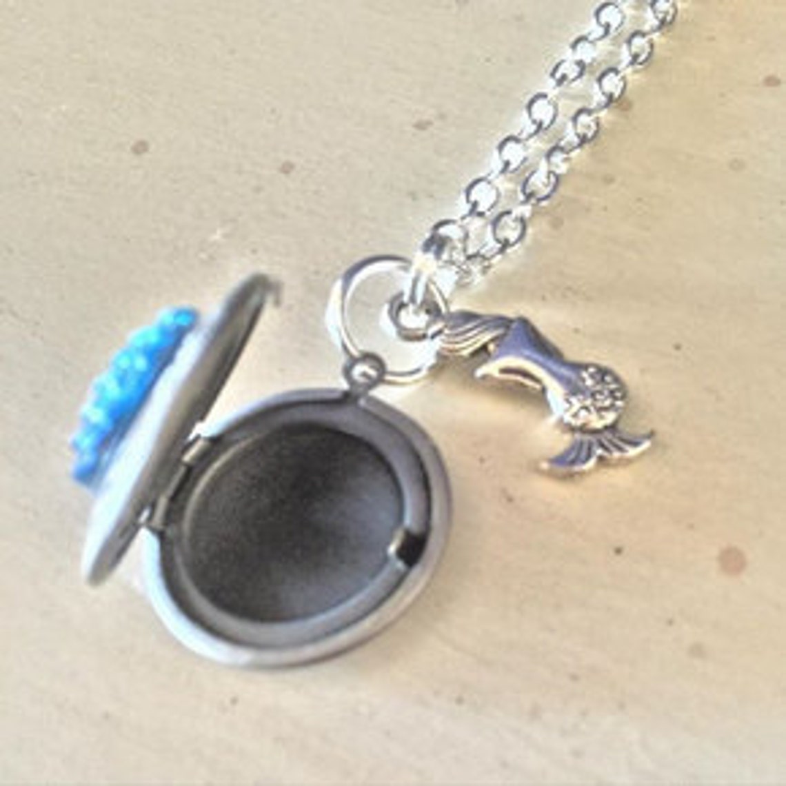 Mermaid Locket Necklace Silver Mermaid Necklace Mermaid | Etsy