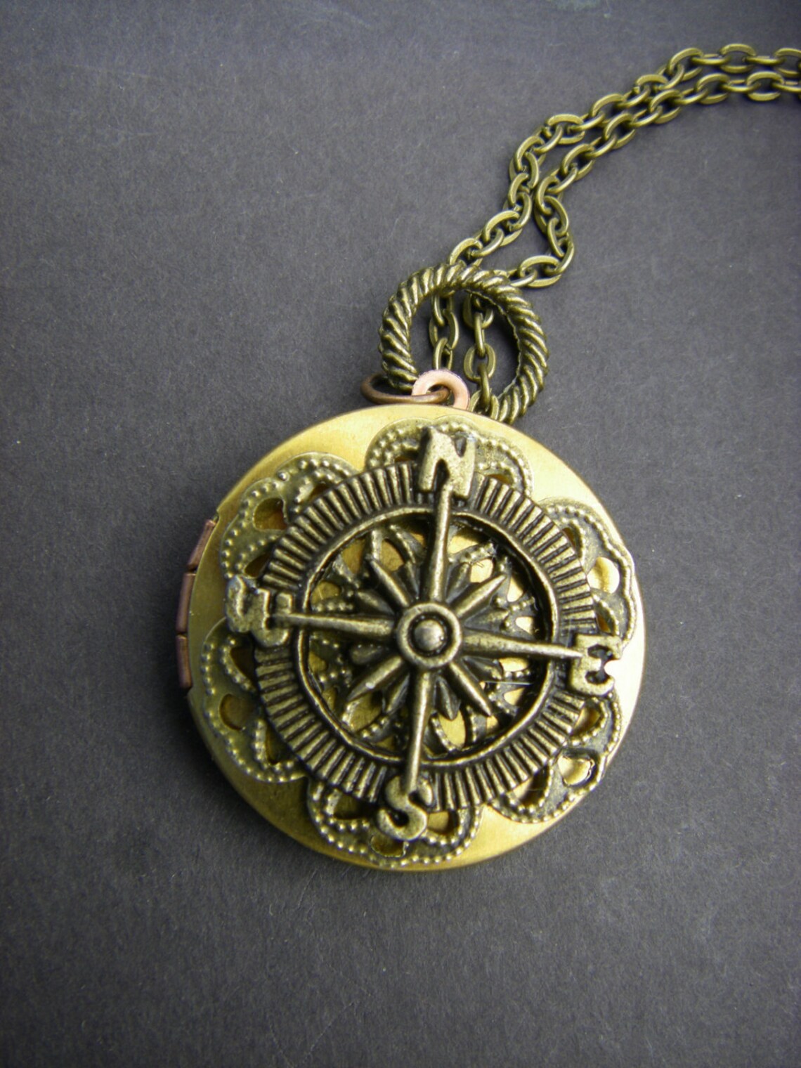 True North Vintage Compass Locket Brass Bronze Wedding Gift | Etsy