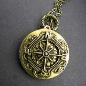 True North Vintage Compass Locket Brass Bronze Wedding Gift Bridesmaids ...
