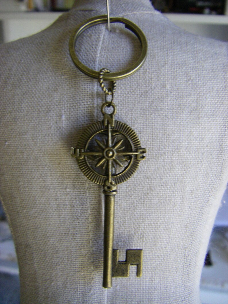 Bronze Compass Keychain for Him Romantic Gift Key Ring Key - Etsy