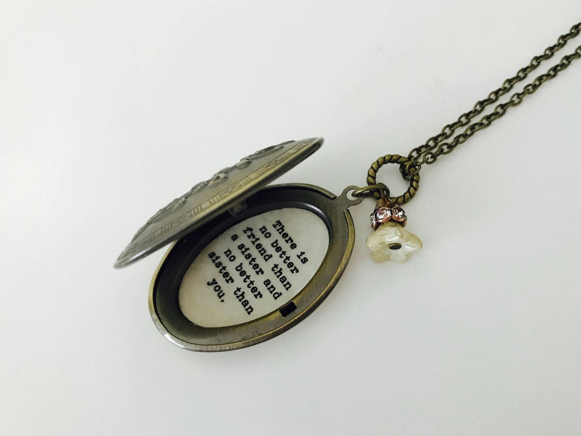 Sister Necklace Sister Locket Quote Message Locket There is - Etsy