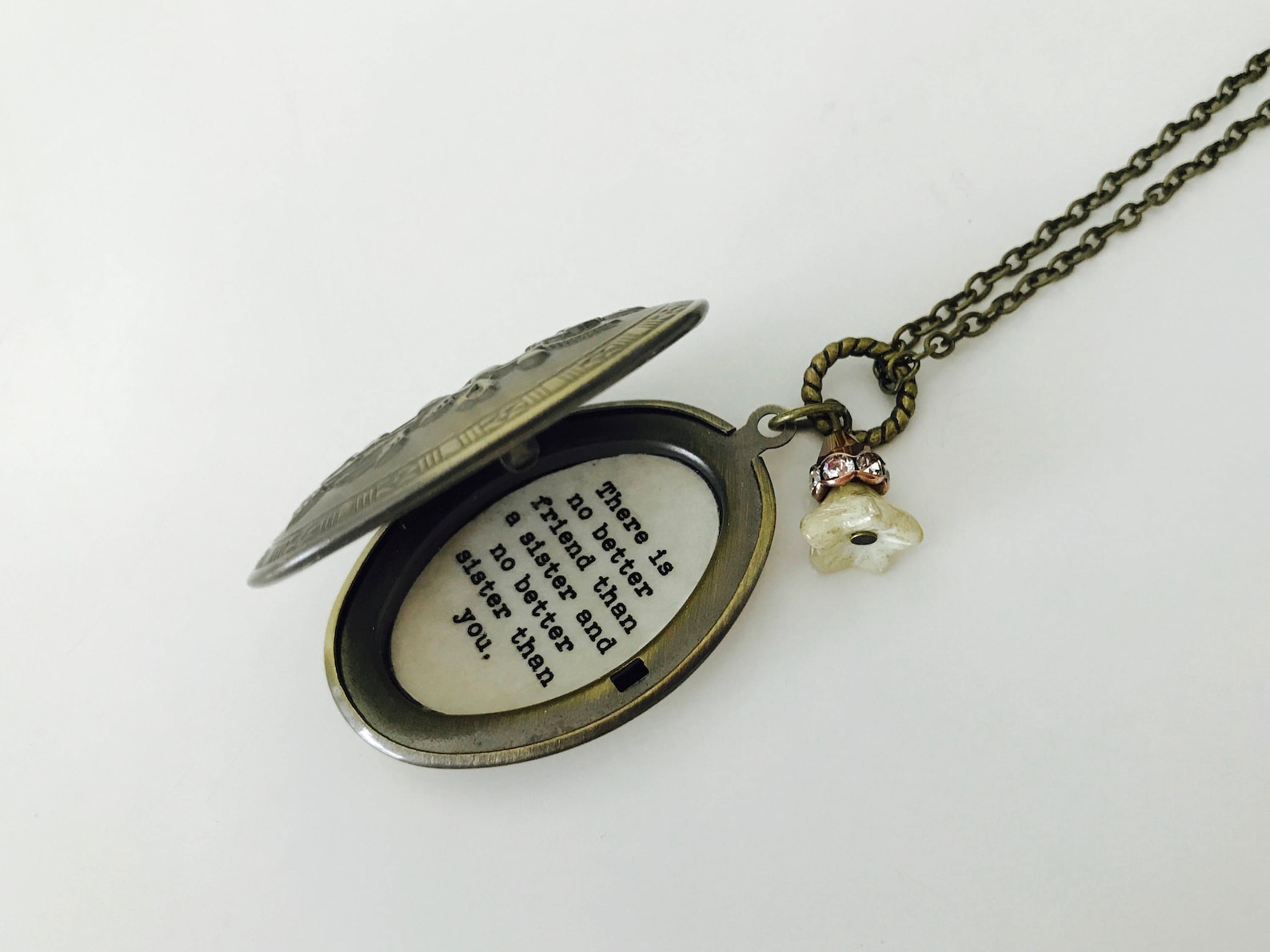 Sister Necklace Sister Locket Quote Message Locket There is - Etsy
