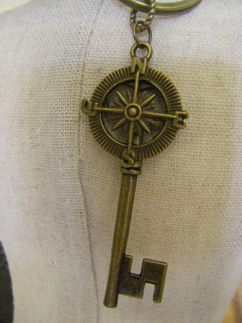 Bronze Compass Keychain for Him Romantic Gift Key Ring Key - Etsy