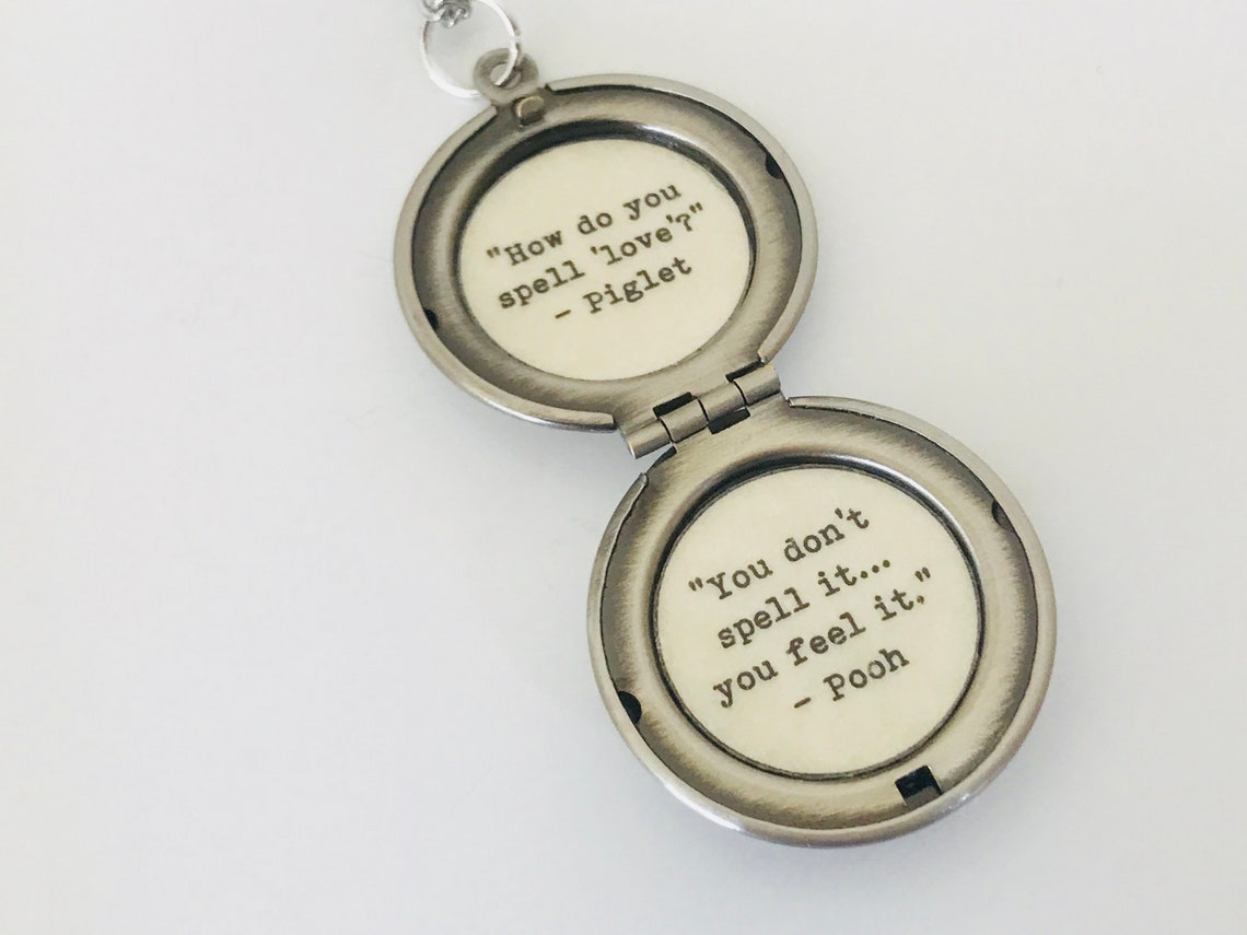 Pooh Locket How Do You Spell Love Quote Locket Pooh and | Etsy