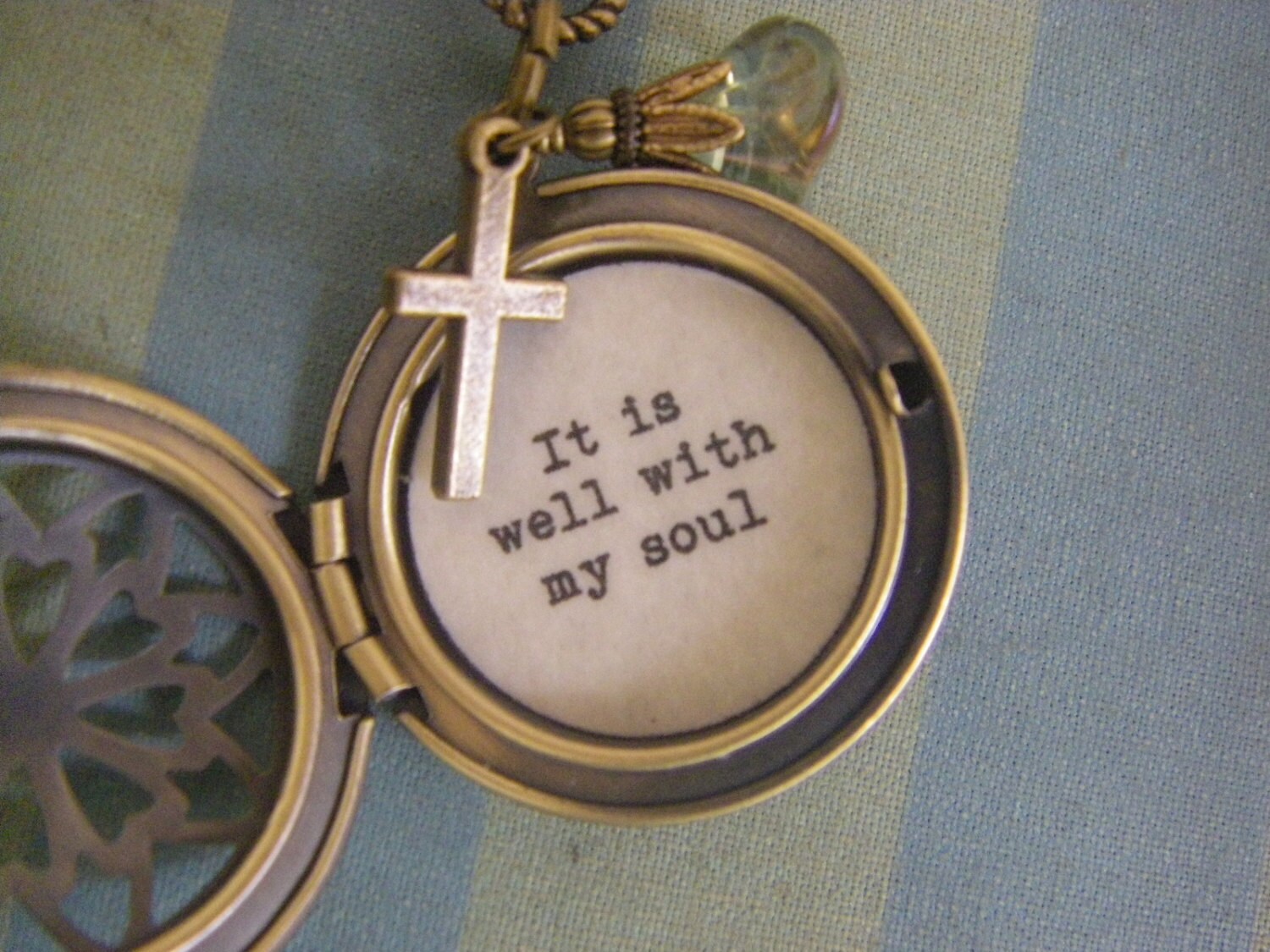 It is Well With My Soul Scripture Locket Necklace Filigree | Etsy