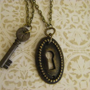 Key and Keyhole Necklace Set, Key Jewelry, Victorian, Layering Jewelry ...