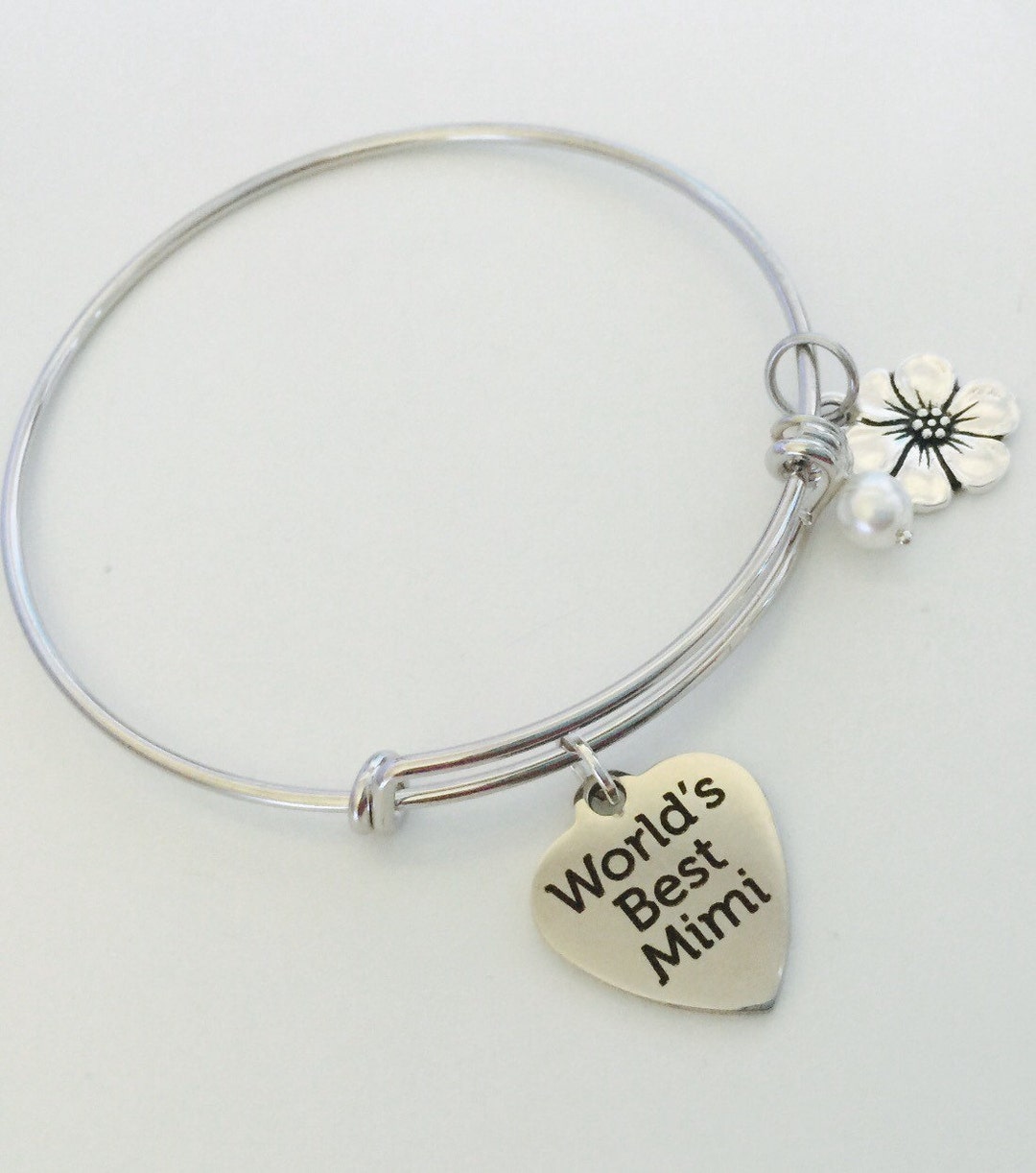 Mimi Bracelet, Worlds Best Mimi, Charm Bracelet, Silver Bangle ...