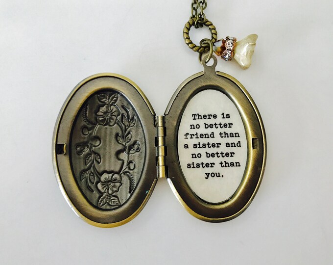 Sister Necklace, Sister Locket, Quote Message Locket, There is No ...