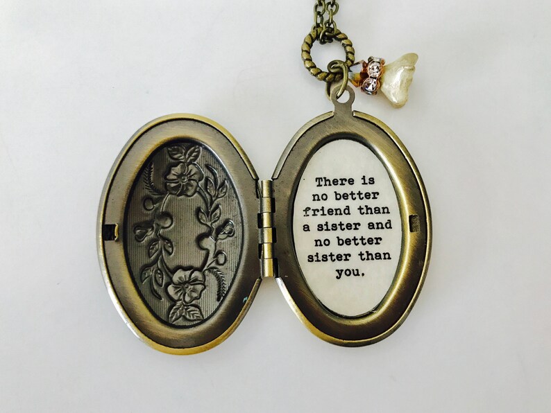 Sister Necklace Sister Locket Quote Message Locket There is - Etsy