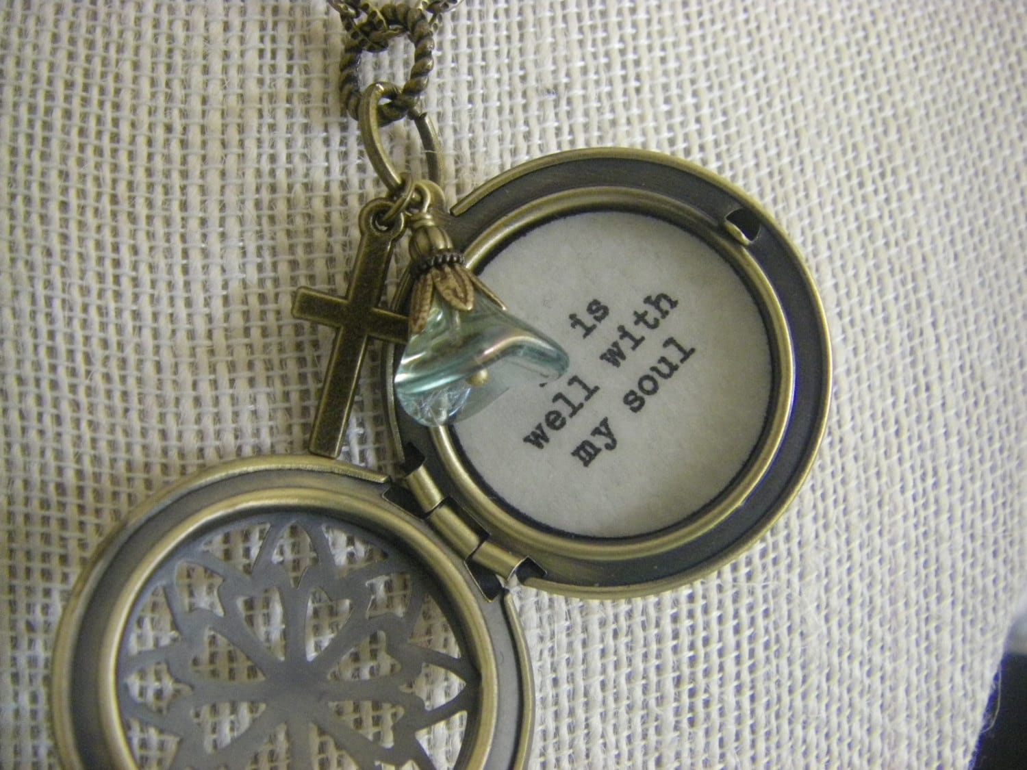 It is Well With My Soul Scripture Locket Necklace Filigree | Etsy