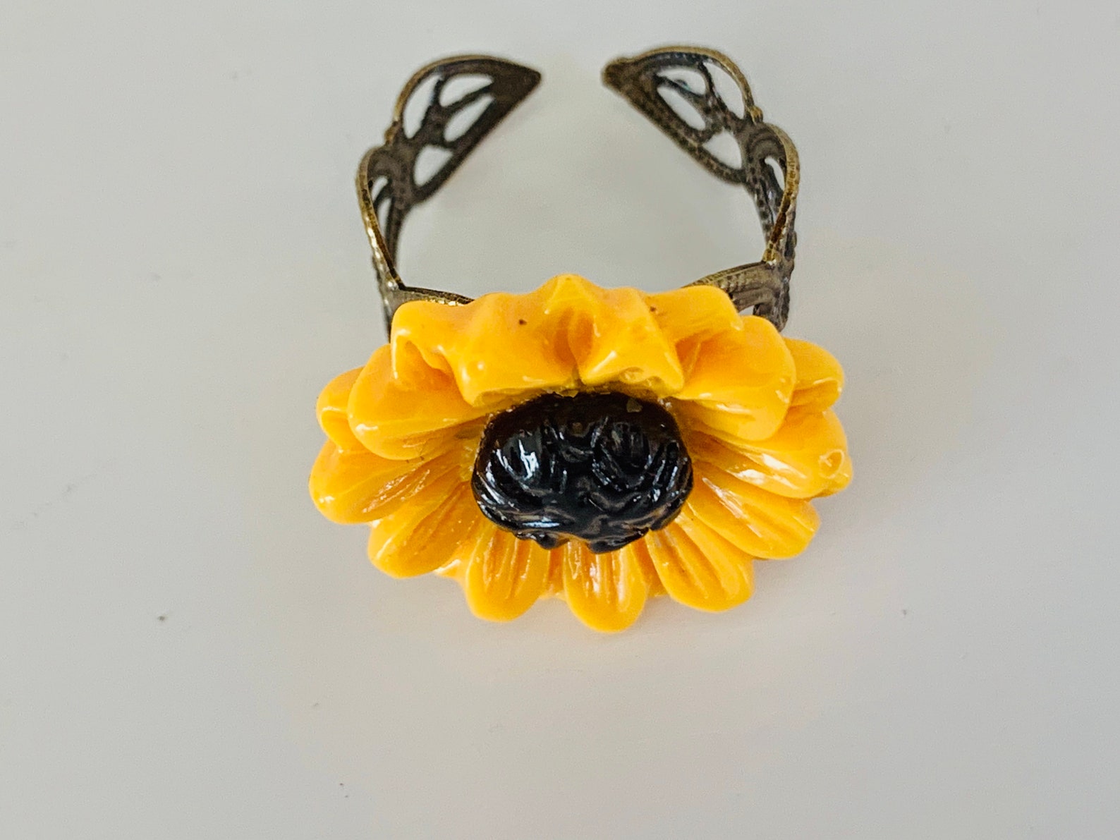 Sunflower Ring Large Sunflower Adjustable | Etsy