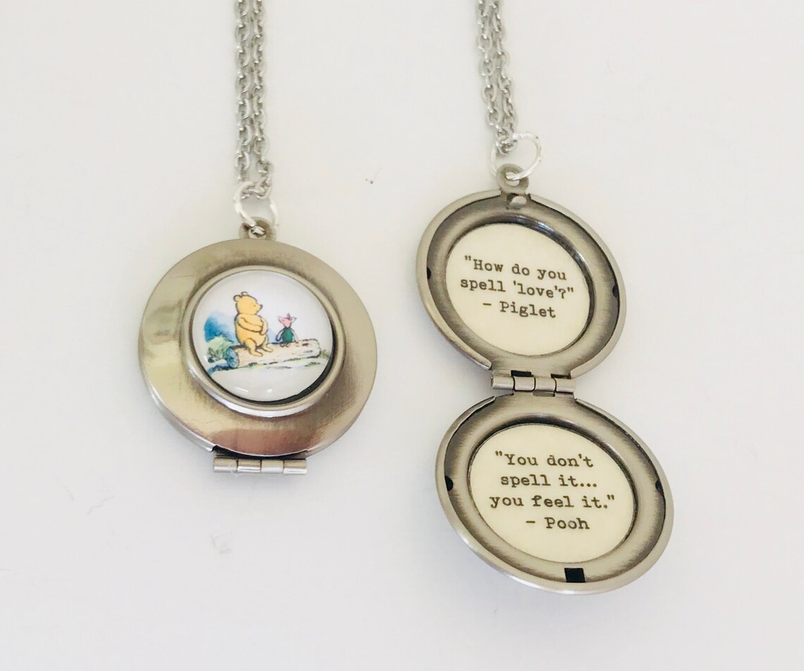 Pooh Locket How Do You Spell Love Quote Locket Pooh and | Etsy