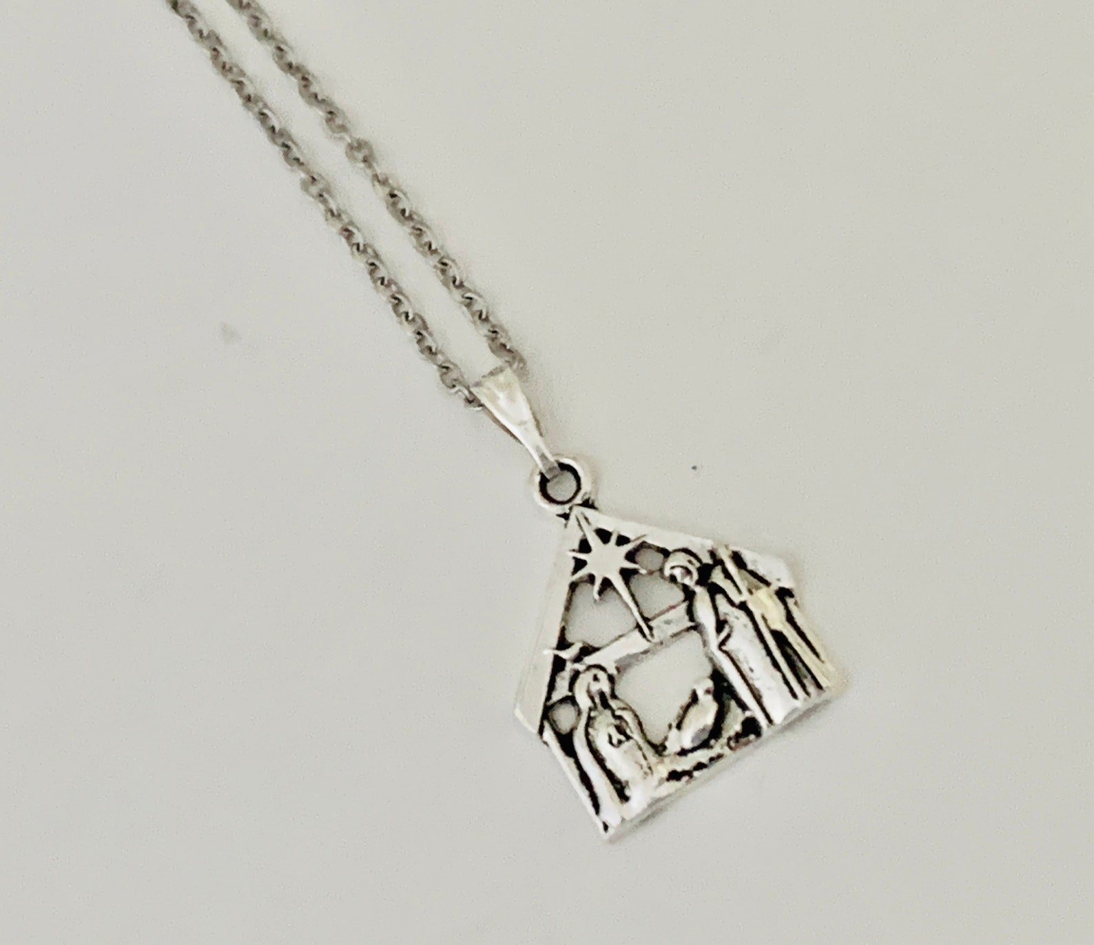 Nativity Necklace Christmas Jewelry Manger Scene - Etsy