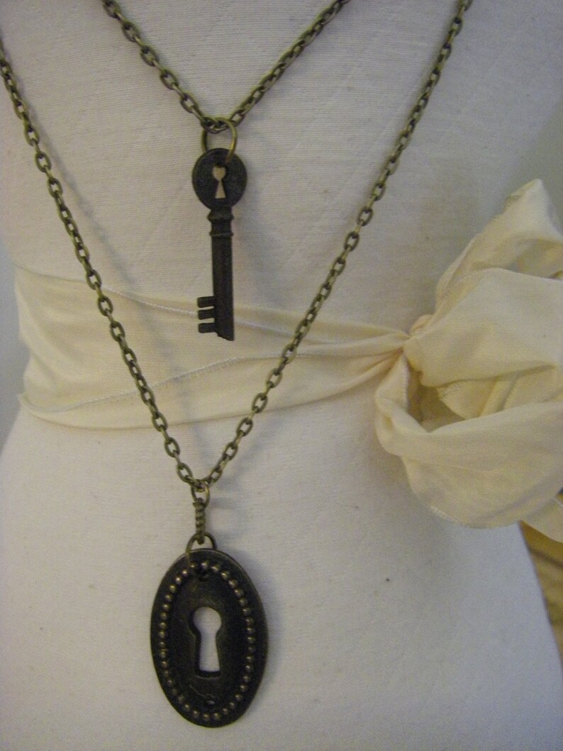 Key and Keyhole Necklace Set Key Jewelry Victorian Layering - Etsy