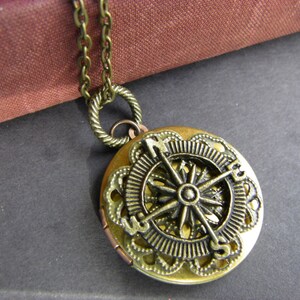 True North Vintage Compass Locket Brass Bronze Wedding Gift Bridesmaids ...
