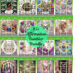 45+ Positive Affirmation Tumbler Wrap Bundle, 20 Oz Self Love Tumbler ...