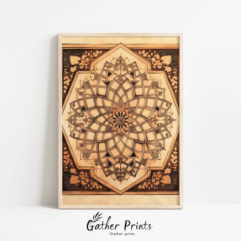 Minimalist Islamic Arabesque Panel, Vintage Geometric Wall Art, Fine ...