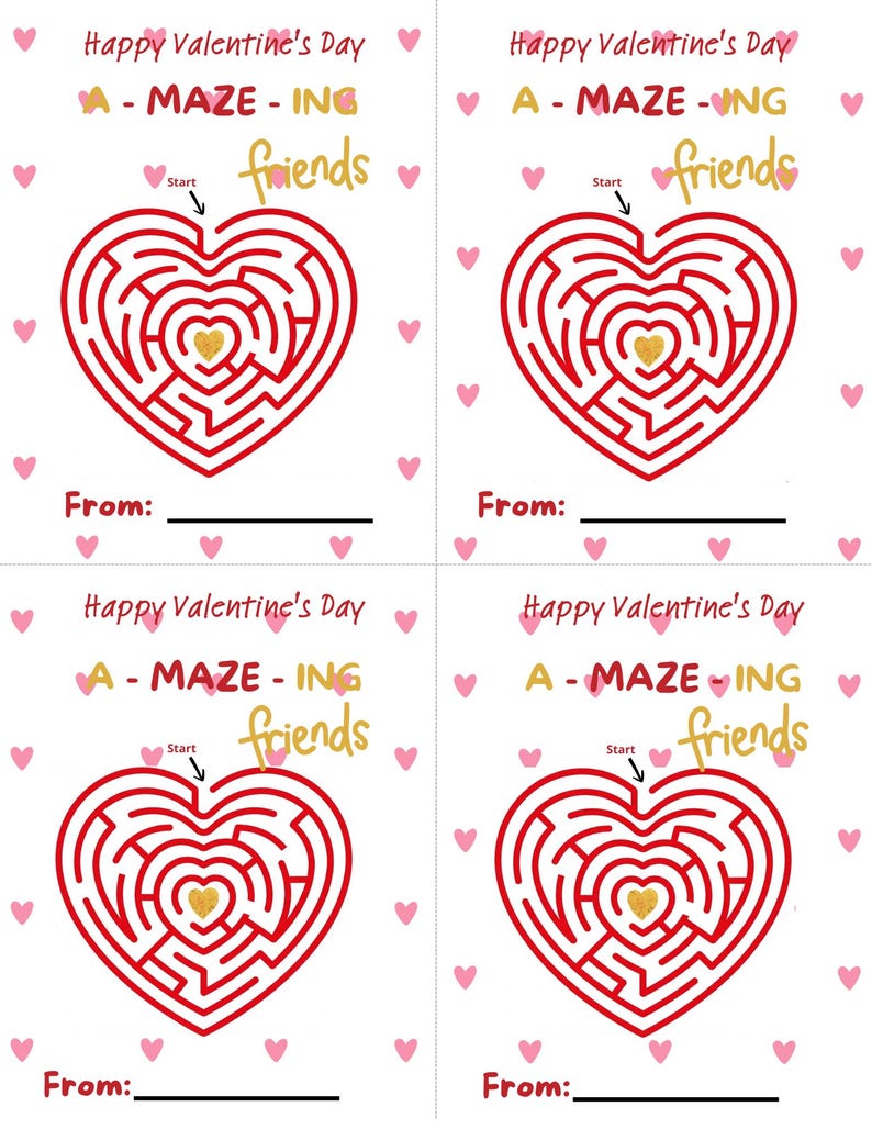 Cartes de Saint-Valentin Labyrinthe des coeurs pour enfants – activité ...