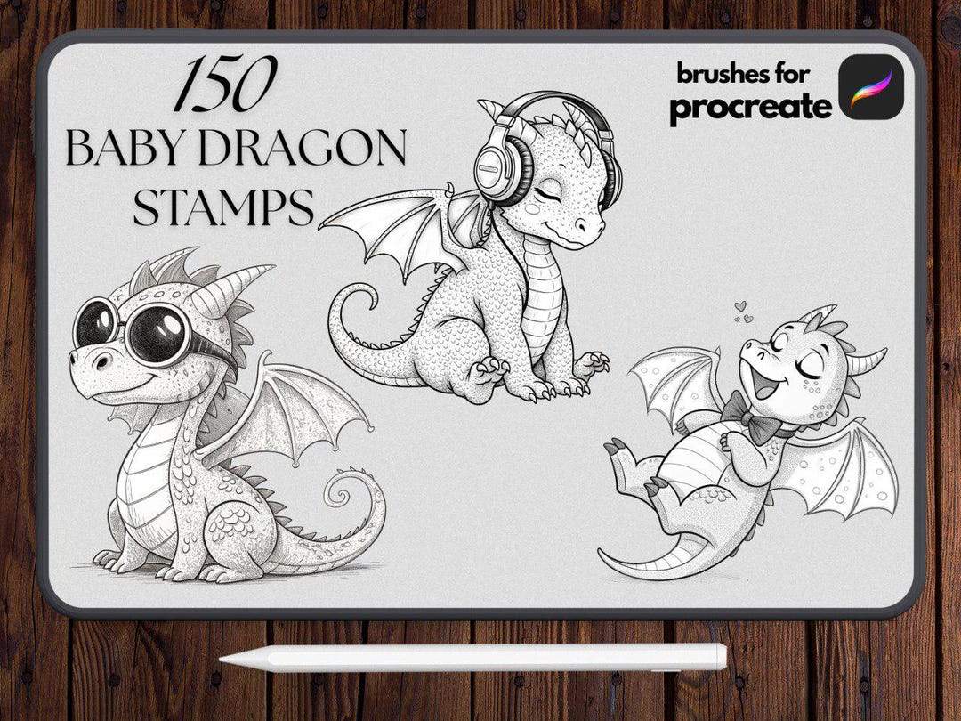 150 Baby Dragon Stamps for Procreate | Fantasy Illustration Brush Set ...