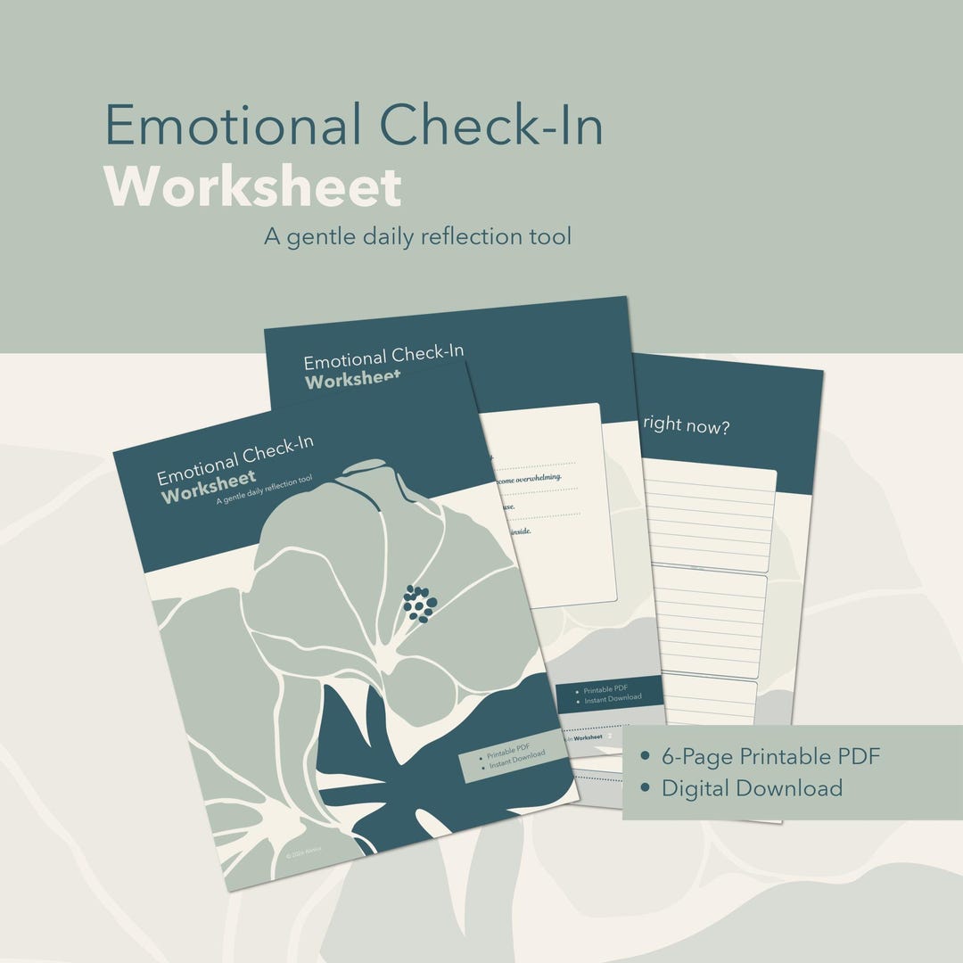 Emotional Check-in Worksheet Printable, Daily Reflection Journal PDF ...