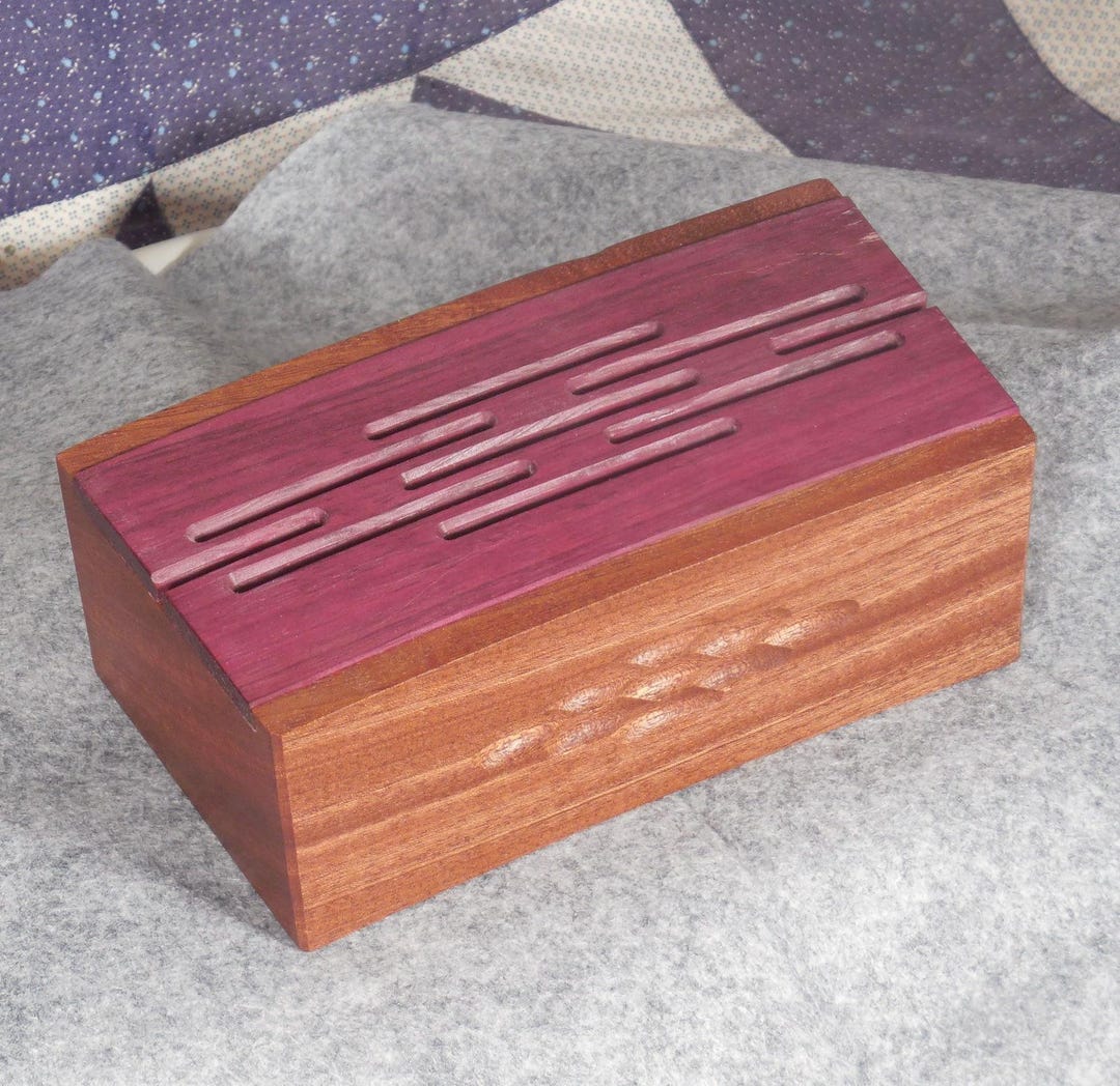 Wooden Arc Box of Sapele With Dovetailed Sliding Purpleheart Lid - Etsy