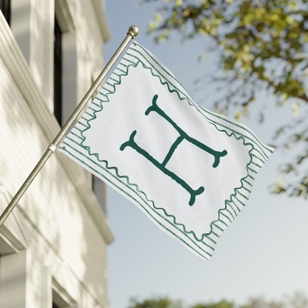 Green Monogram Flag | Preppy Cottagecore Home Decor - Etsy