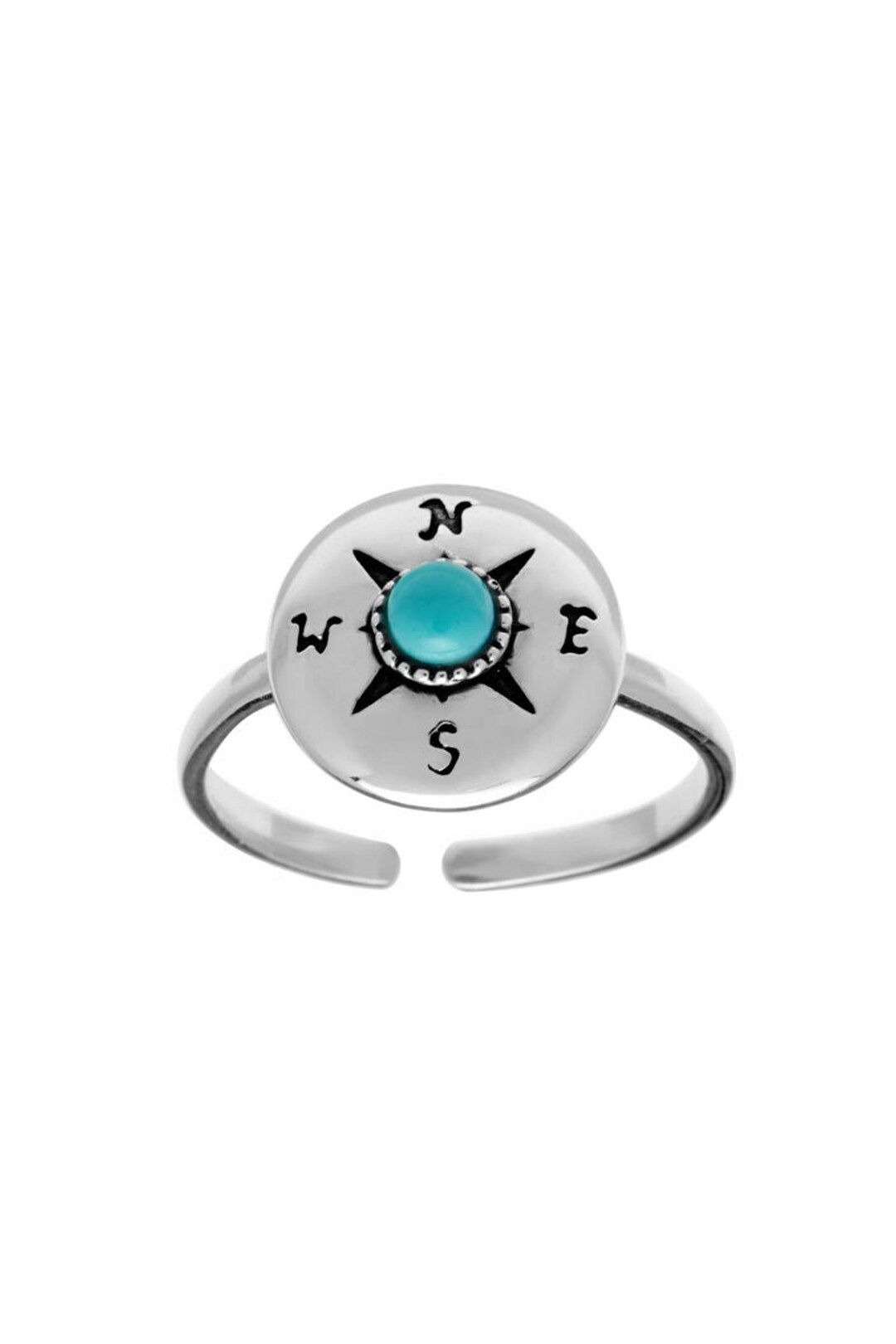 Compass Ring - Compass Adjustable Ring Band Turquoise Sterling Silver ...